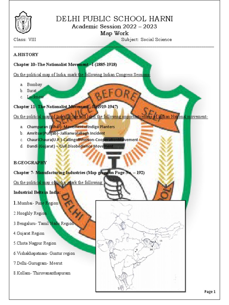Class 8 Map Work: National Movement & Industries | PDF | Science ...