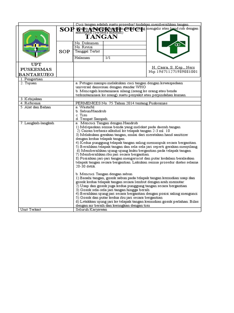 Sop 6 Langkah Cuci Tangan | PDF