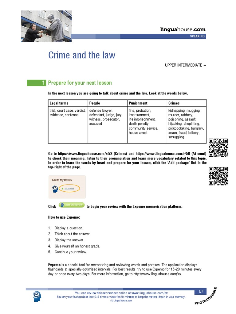 Crime and Law Vocabulary Guide | PDF | Crimes | Crime & Violence
