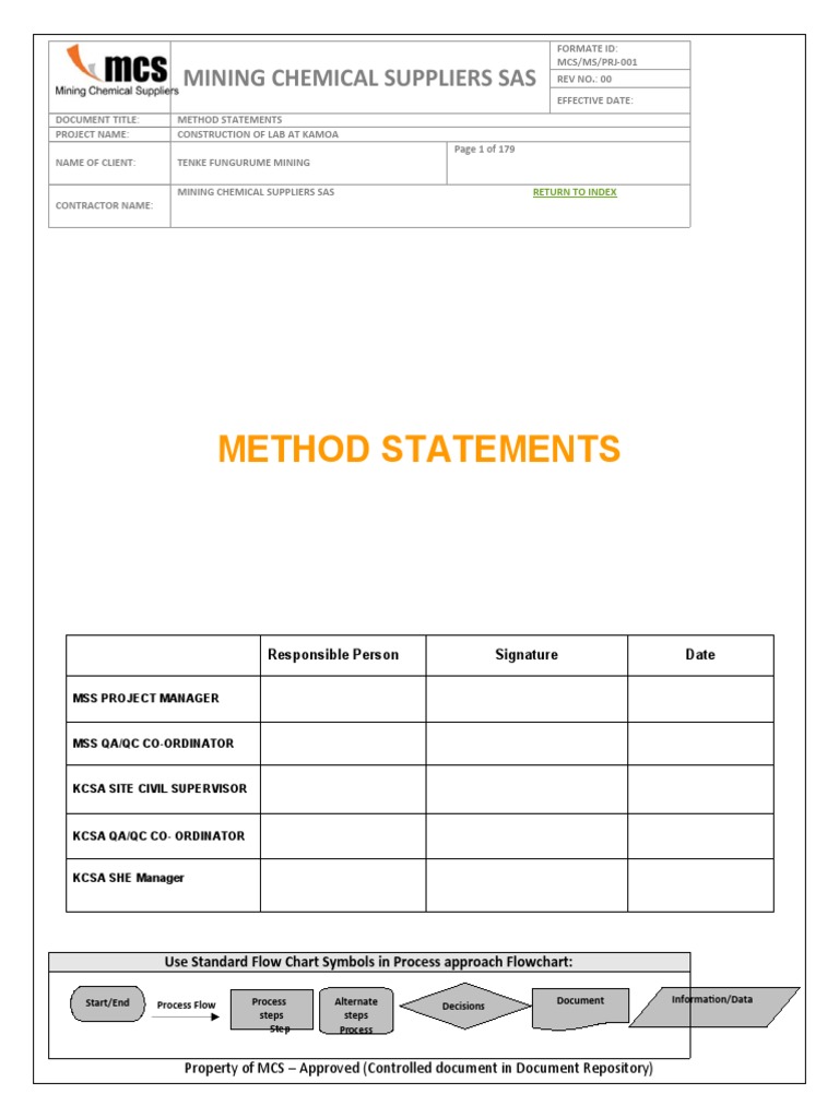 Mcs - Method Statements | PDF | Concrete | Materials