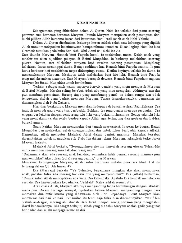 Kisah Nabi Isa Versi Islam | PDF