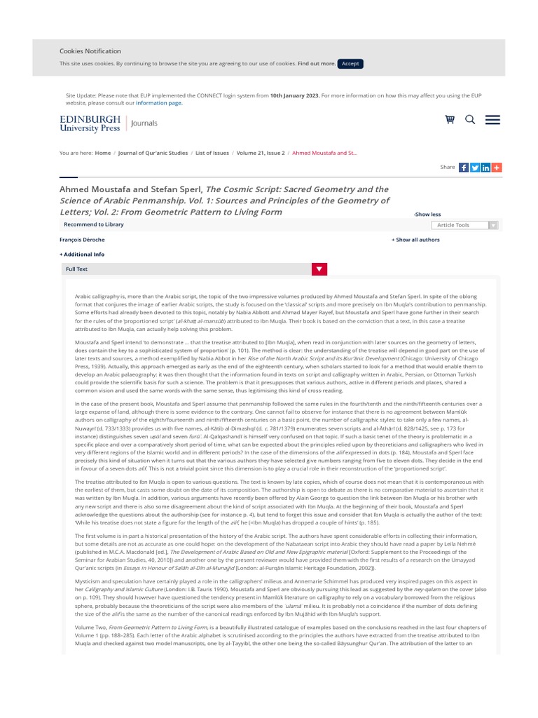 The Cosmic Script - Book Review 2 | PDF | Calligraphy | Arabic