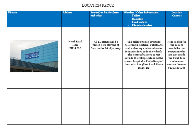 Location Recce Pro-Forma To Download 1 | PDF