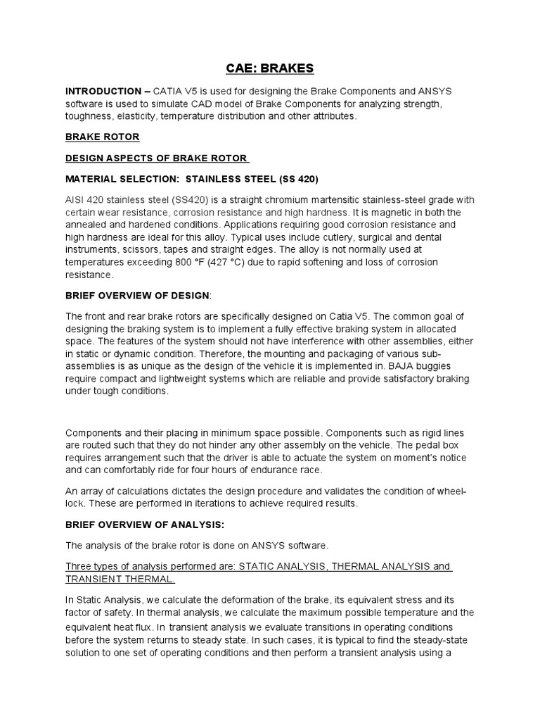 Brakes Cae | PDF | Stainless Steel | Building Engineering