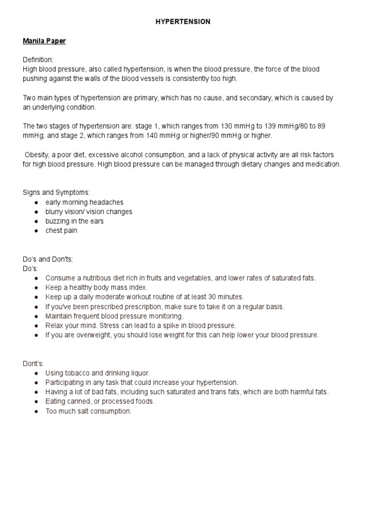 Hypertension Brochure | PDF | Hypertension | Obesity