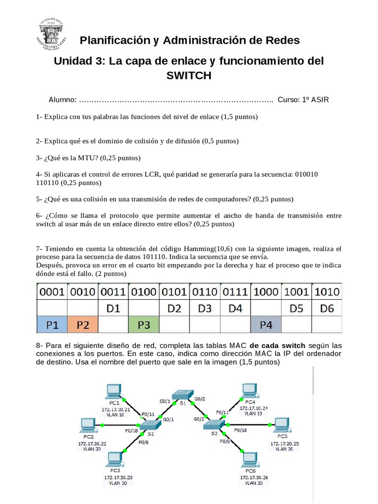 Examen Tema 3 | PDF | Conmutador de red | Protocolos de internet
