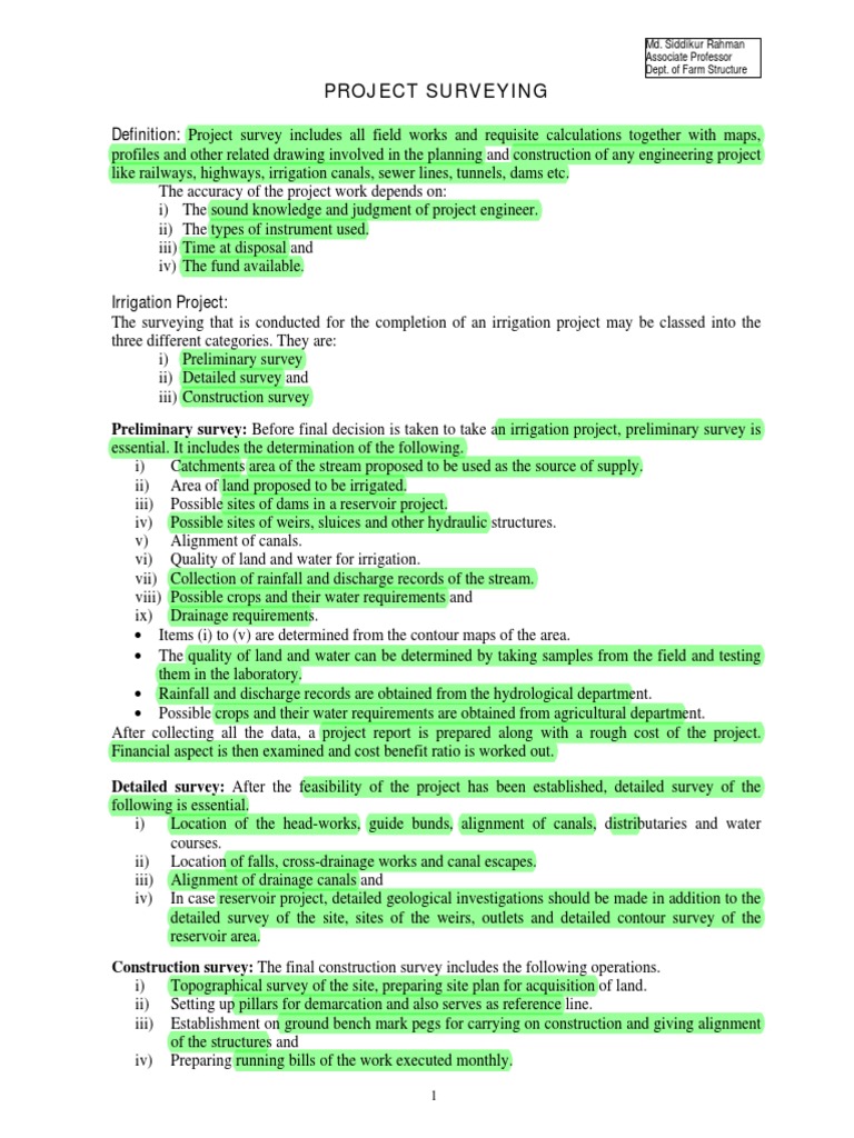 Project Surveying | PDF | Surveying | Irrigation