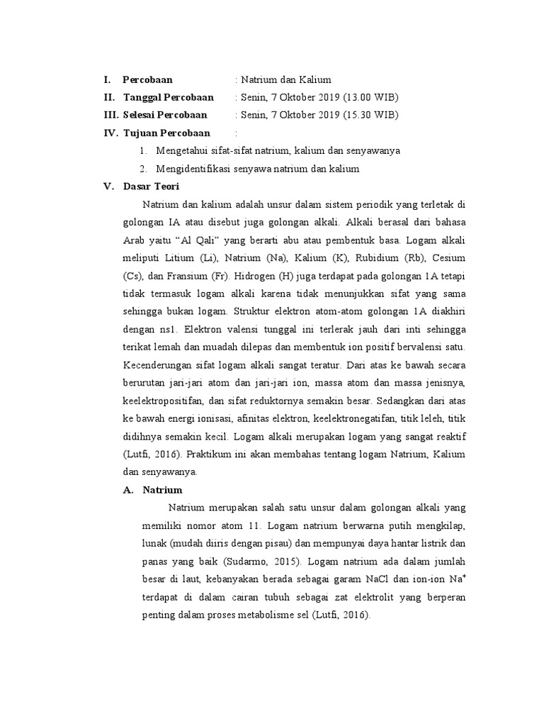 Eksperimen Natrium dan Kalium | PDF