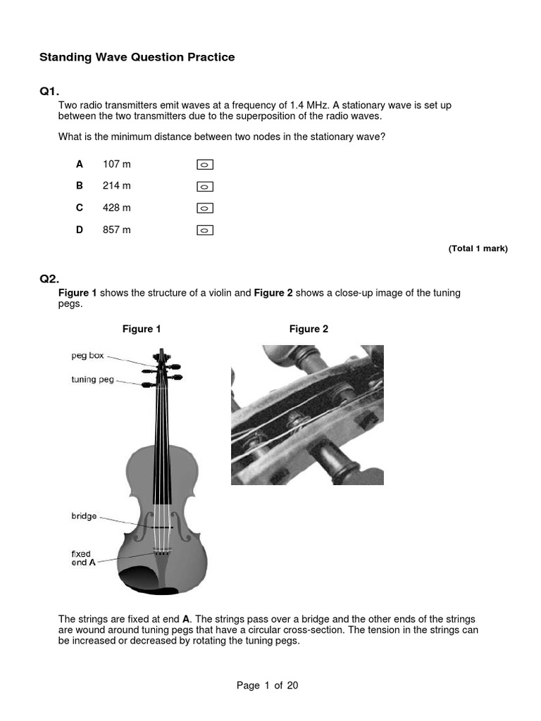 Stationary Waves Exam Q and A | PDF | Waves | Frequency