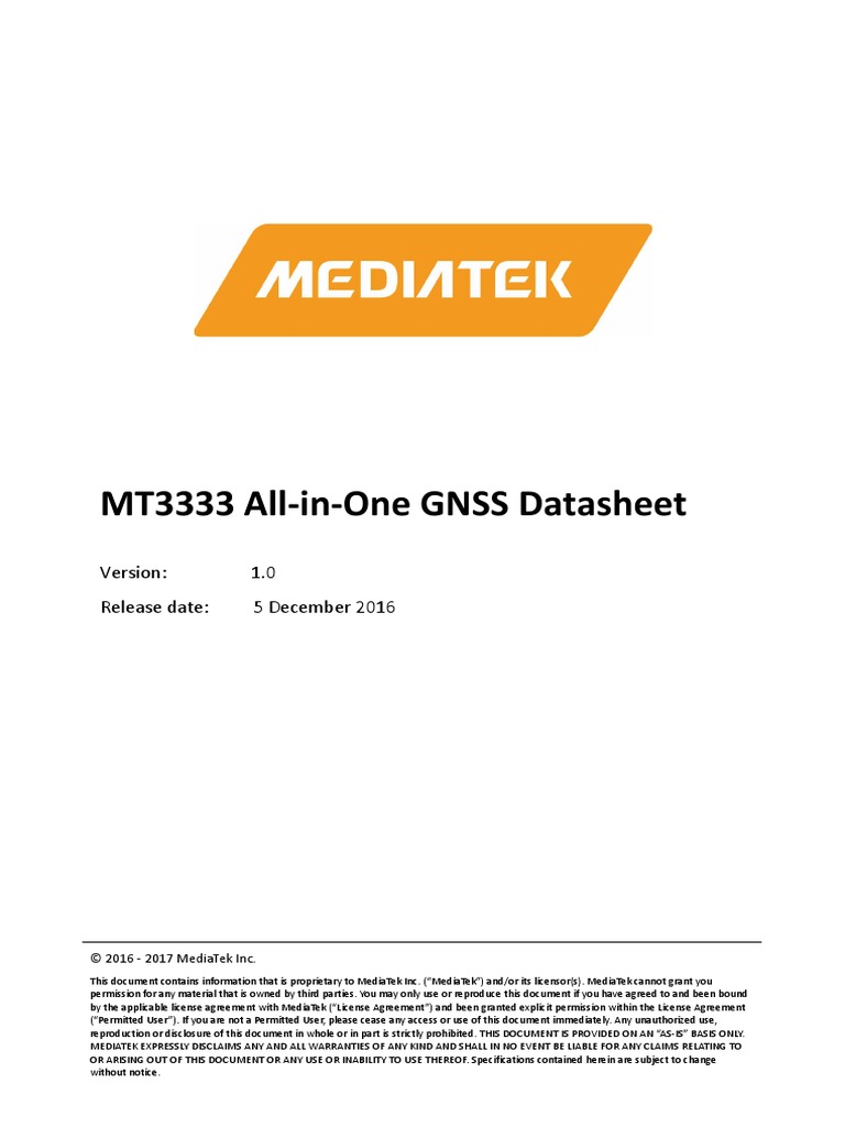 MT3333 Datasheet | PDF | Analog To Digital Converter | Global Positioning System