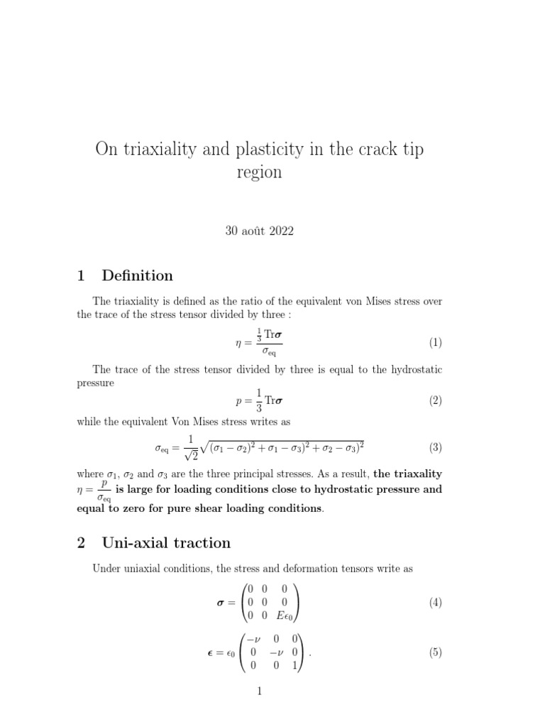 USing Triaxiality & Plasticity in The Crack Tip Region | PDF | Fracture ...