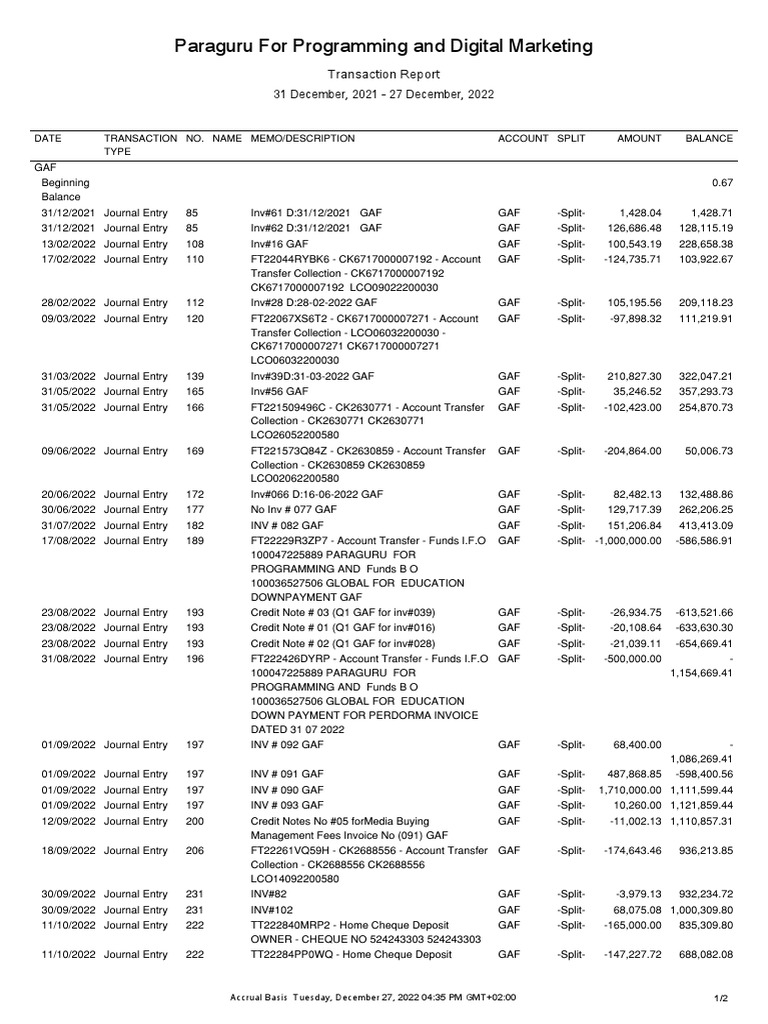 Transaction Report | PDF | Cheque | Payments