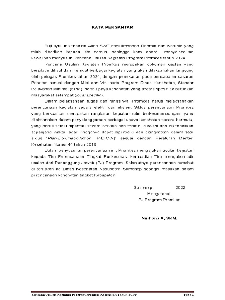 Rencana Kegiatan Promkes 2024 | PDF