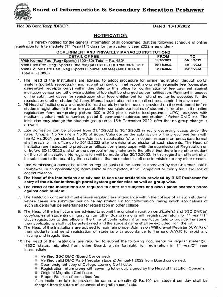 Online Registration - HSSC 2022 | PDF | Fee | Khyber Pakhtunkhwa