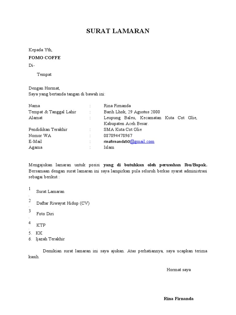 Lamaran Dan Cv (2) | PDF