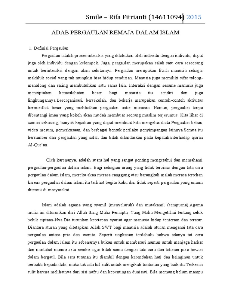Adab Pergaulan Remaja dalam Islam | PDF