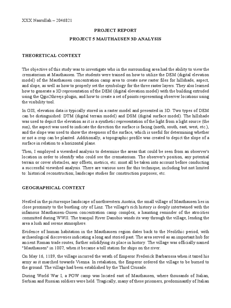 Mauthausen 3D GIS Analysis Report | PDF | Geographic Information System ...