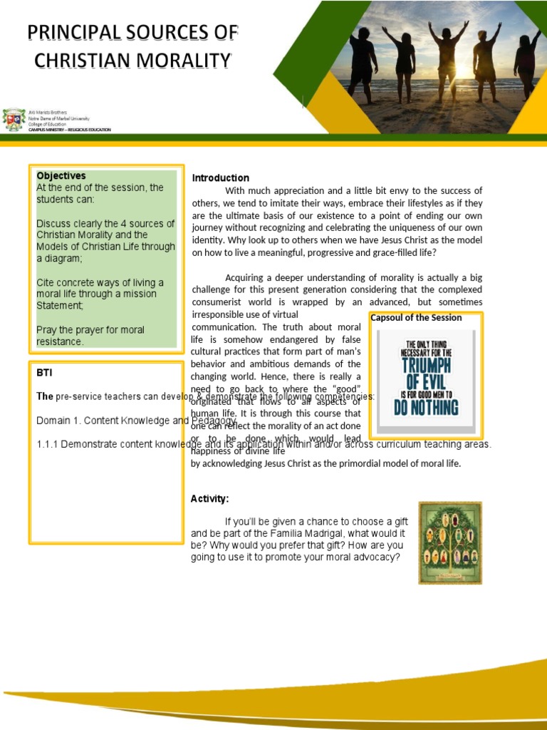 Sources of Christian Morality Explained | PDF | Christian Ethics | Theology