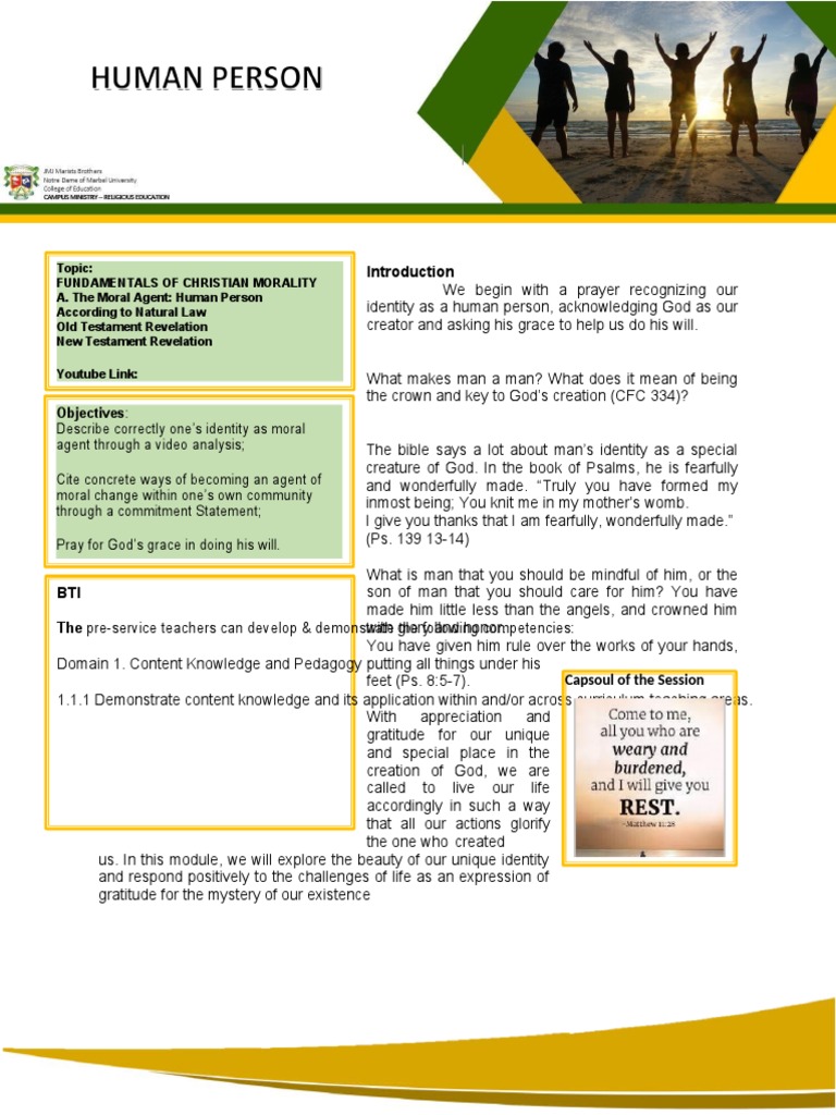 Lesson 4 Human Person | PDF | Love | God