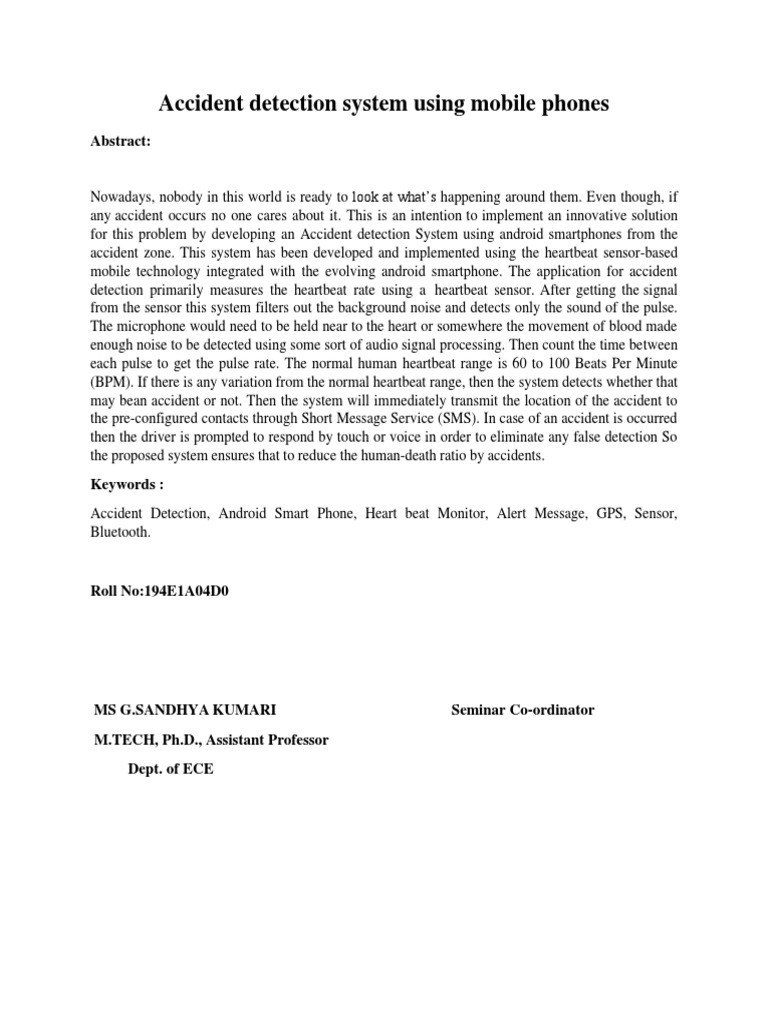 Accident Detection Using Mobile Phones ( | PDF