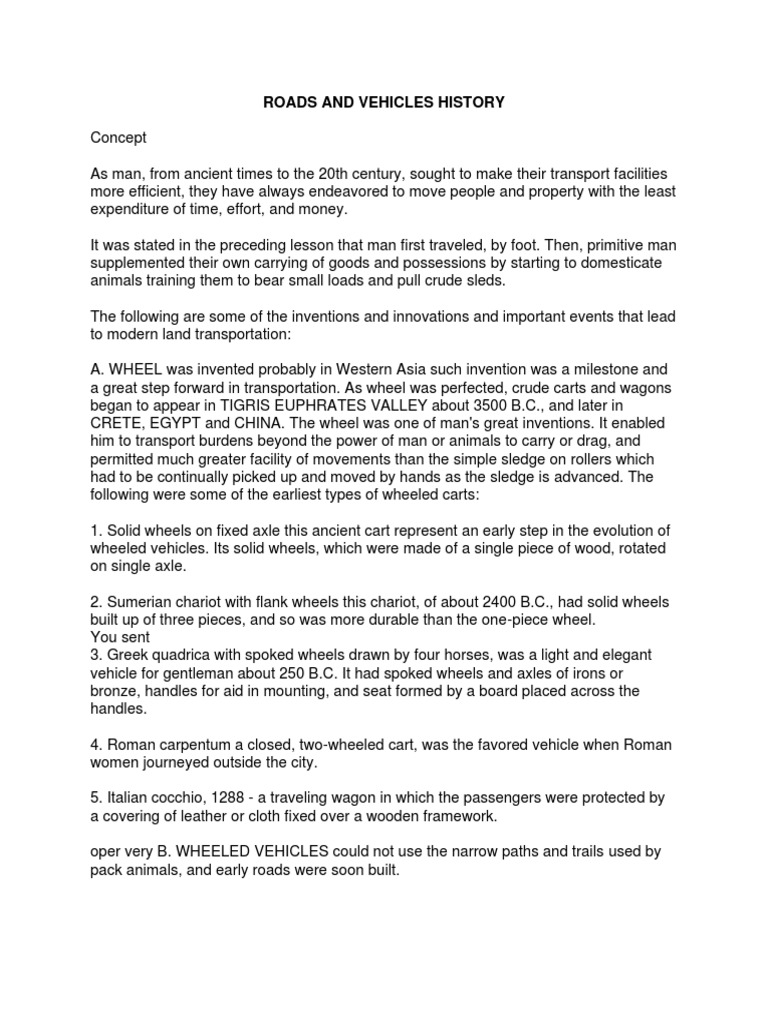 Road History Week 3 | PDF | Wheel | Engines