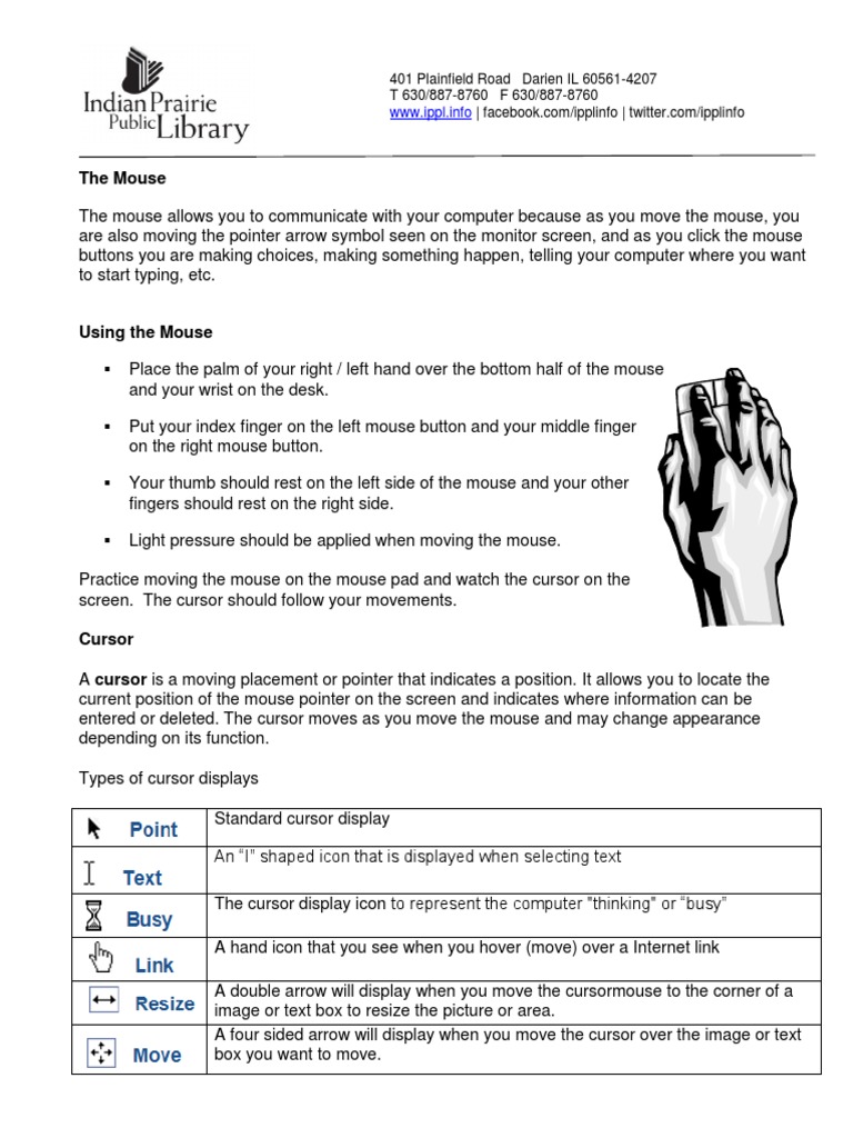 Computers_Windows_Mouse_Handout | PDF | Icon (Computing) | Cursor (User Interface)
