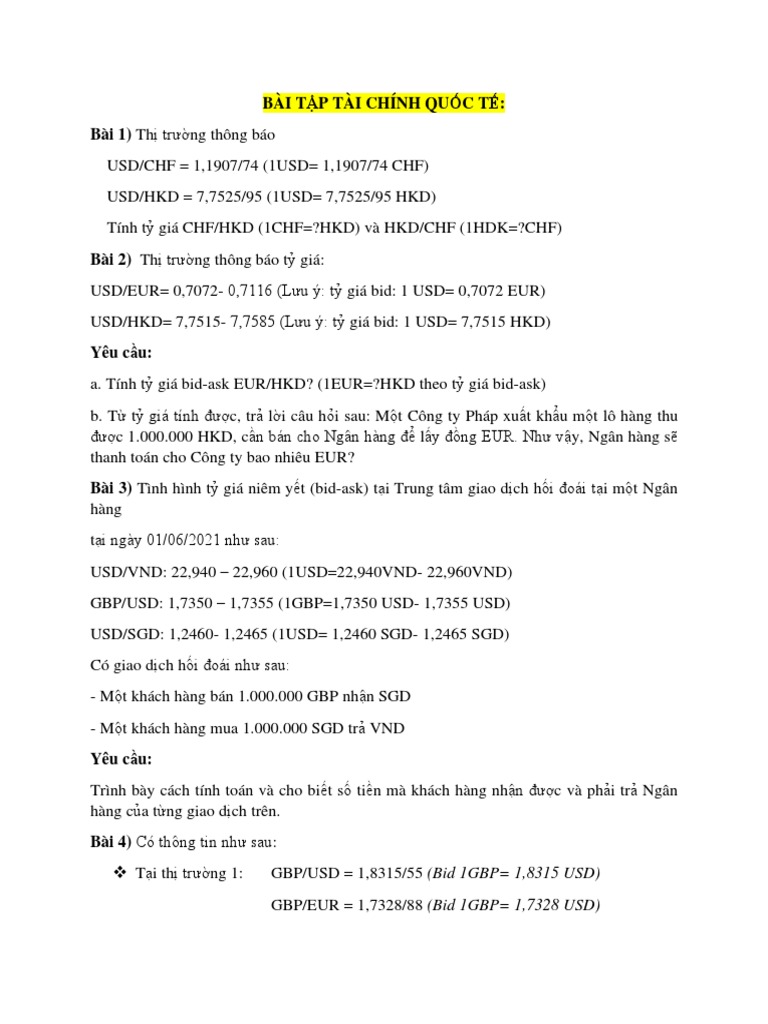 Bài tập TCQT 1 | PDF