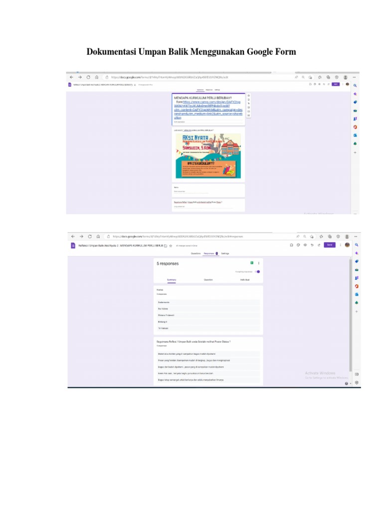 Dokumentasi Umpan Balik Menggunakan Google Form | PDF