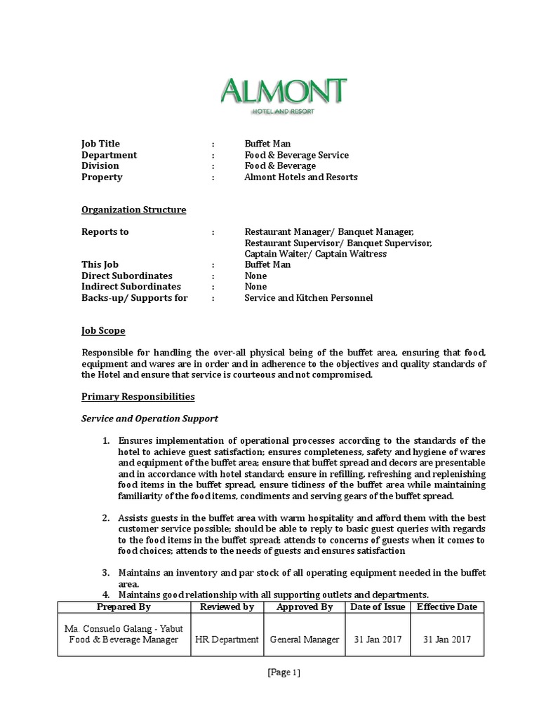 Buffet Man | PDF | Waiting Staff | Human Resources