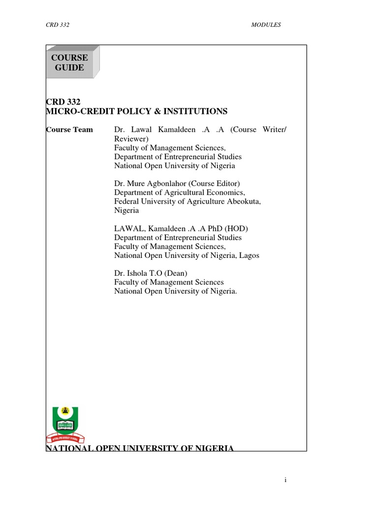 CRD 332 Microcredit - 0 | PDF | Microfinance | Loans