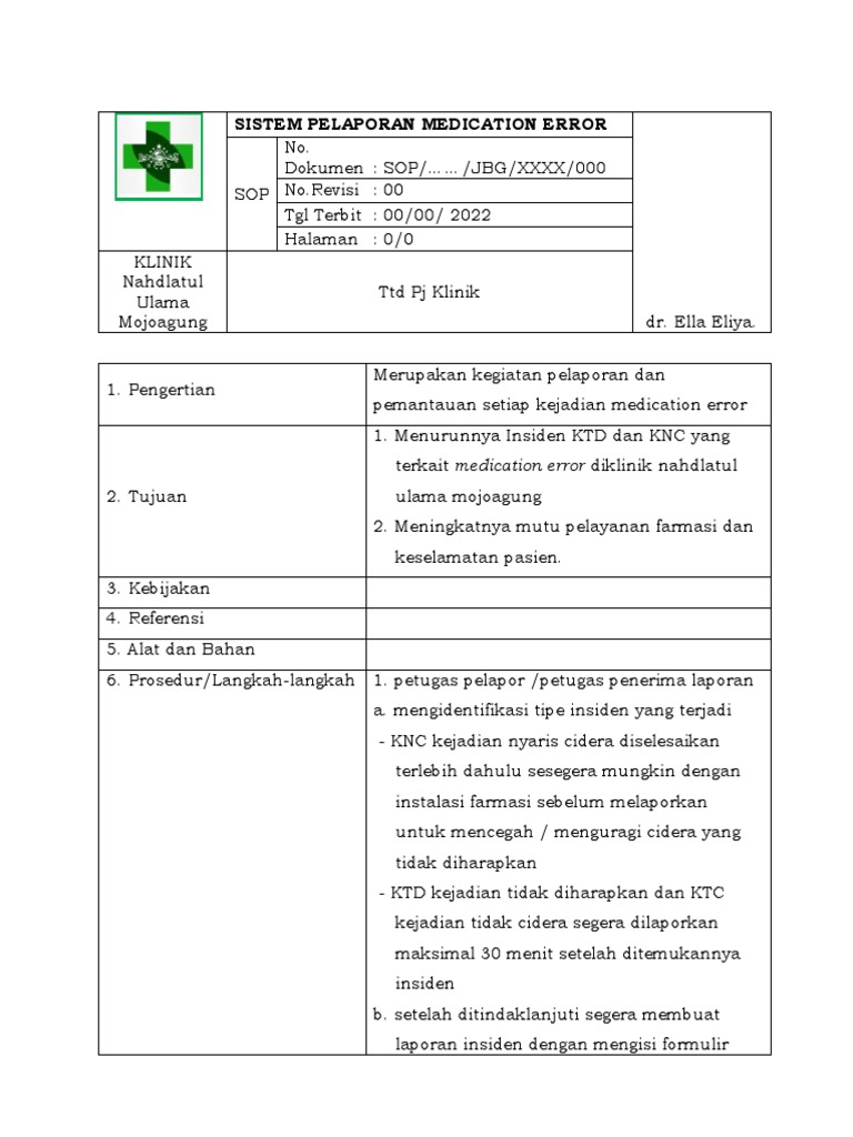 Sop Madicatio Error | PDF