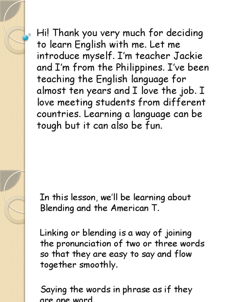 American English Blending and Pronunciation | PDF | English Language ...