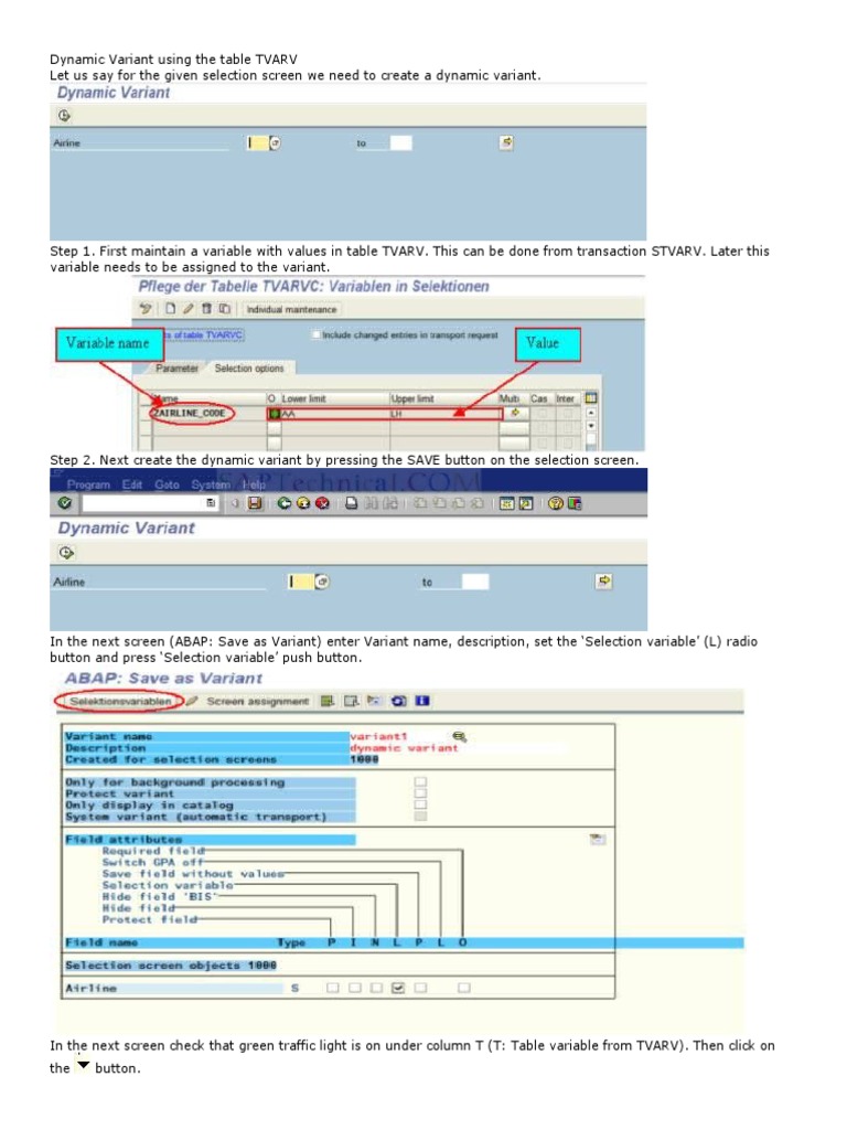 Dynamic Variant Using The Table TVARV | PDF | Teaching Methods & Materials