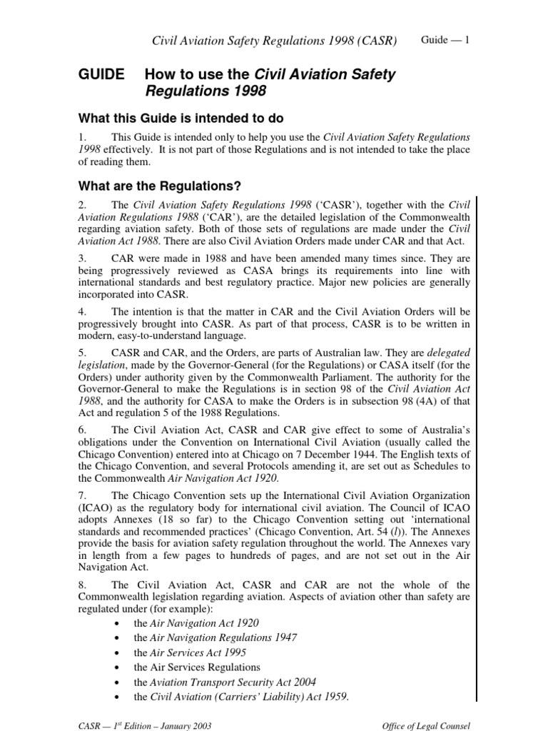 Guide How To Use The Civil Aviation Safety: Regulations 1998 | PDF ...