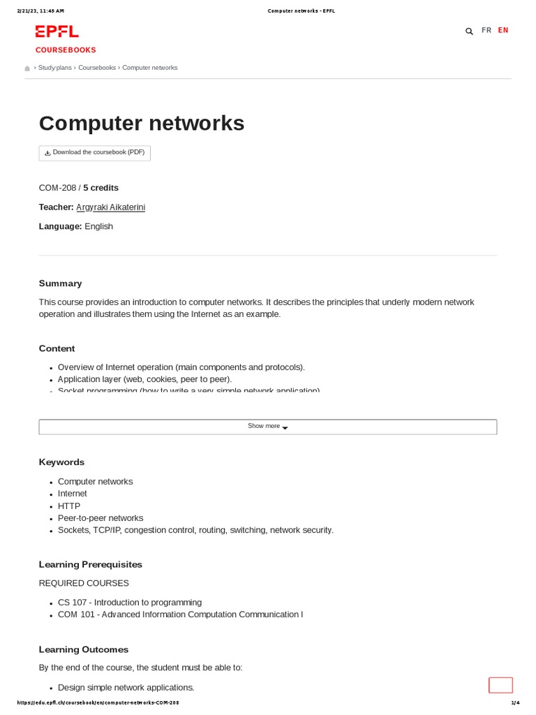 Computer Networks - EPFL | Download Free PDF | Computer Network | Internet