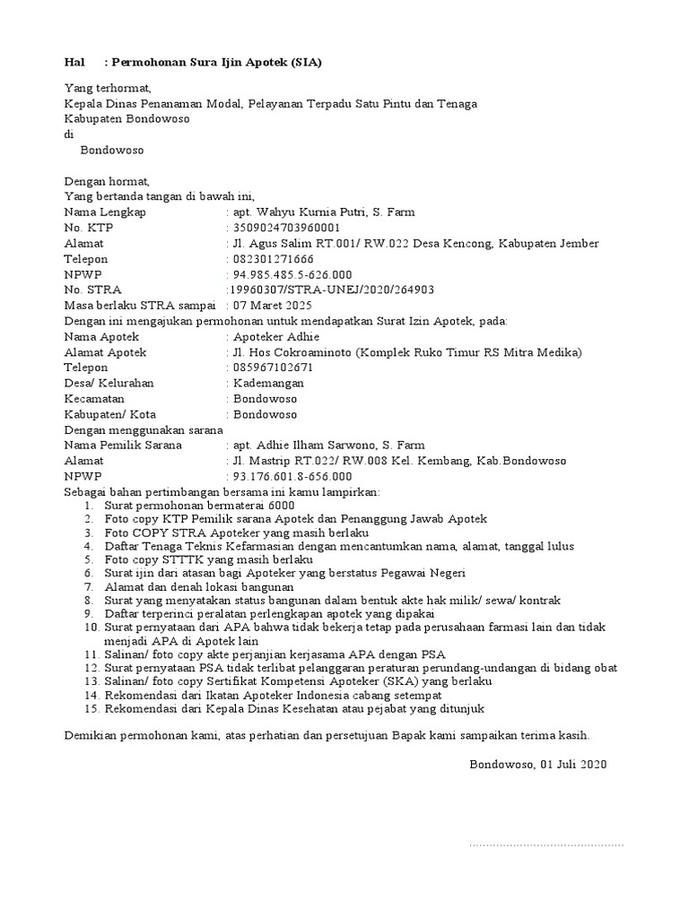 Formulir 1 SIA | PDF