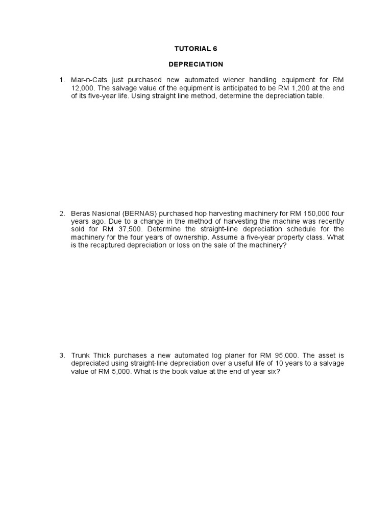 6a. Tutorial 6 | Download Free PDF | Depreciation | Book Value