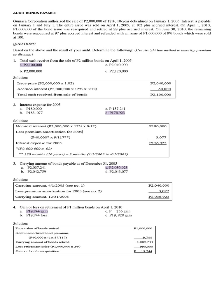Audit of Bonds Payable | PDF | Bonds (Finance) | Convertible Bond
