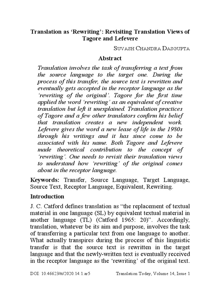 Revisiting Tagore and Lefevere's Rewriting | PDF | Translations | Omar ...