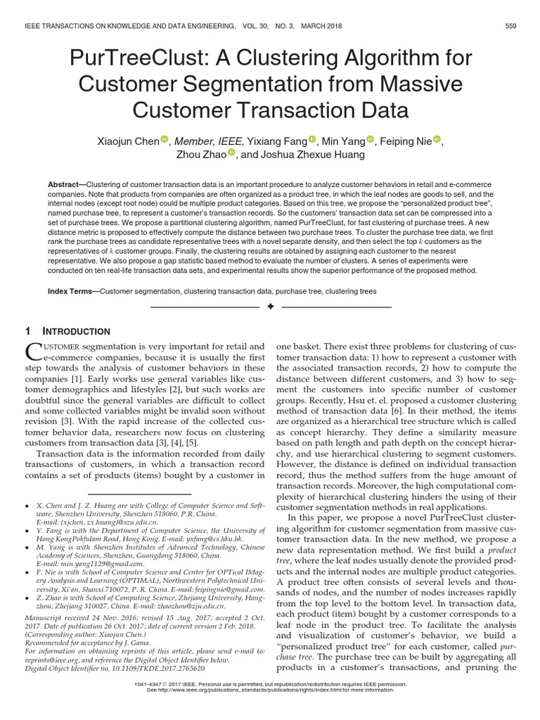 TKDE2017-PurTreeClust A Clustering Algorithm For Customer Segmentation From Massive Customer ...