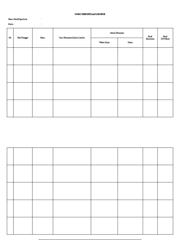 Form Permintaan Lembur | PDF