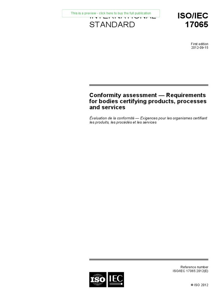 International Standard: Iso/Iec 17065 | PDF | International ...