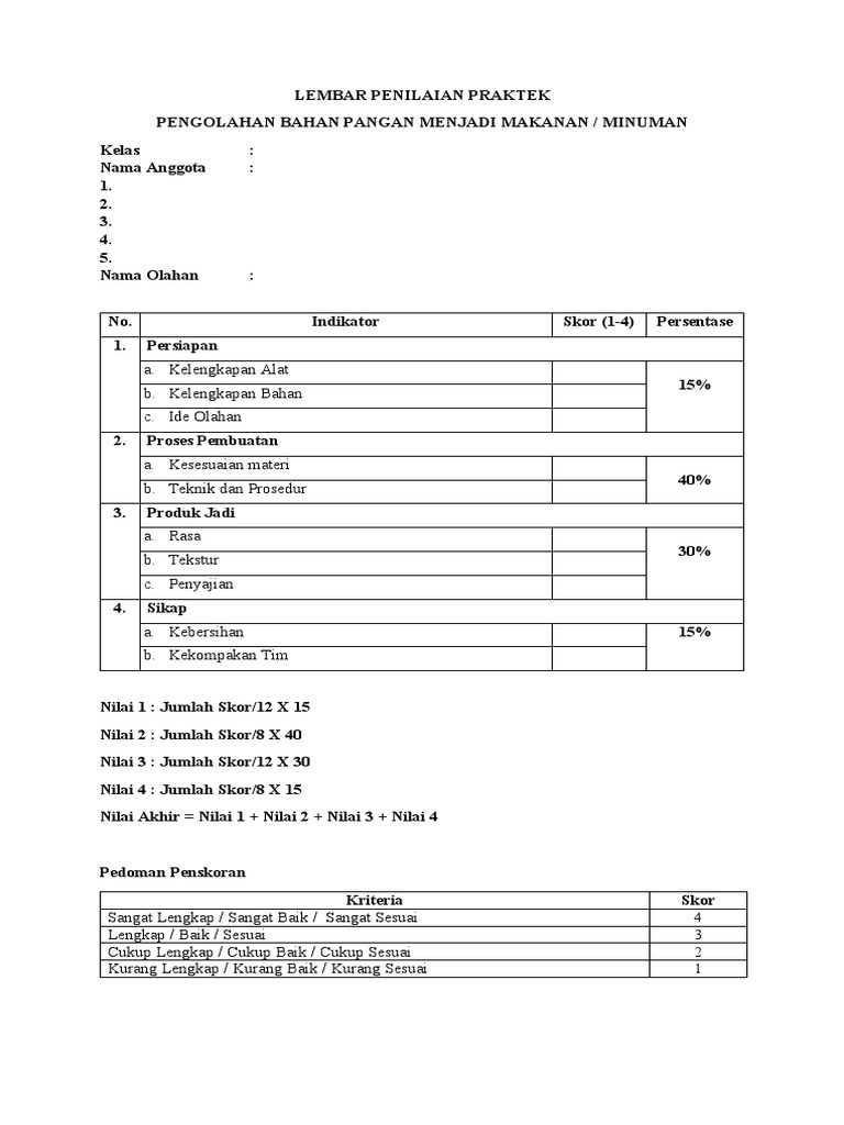 Lembar Penilaian Praktik | PDF