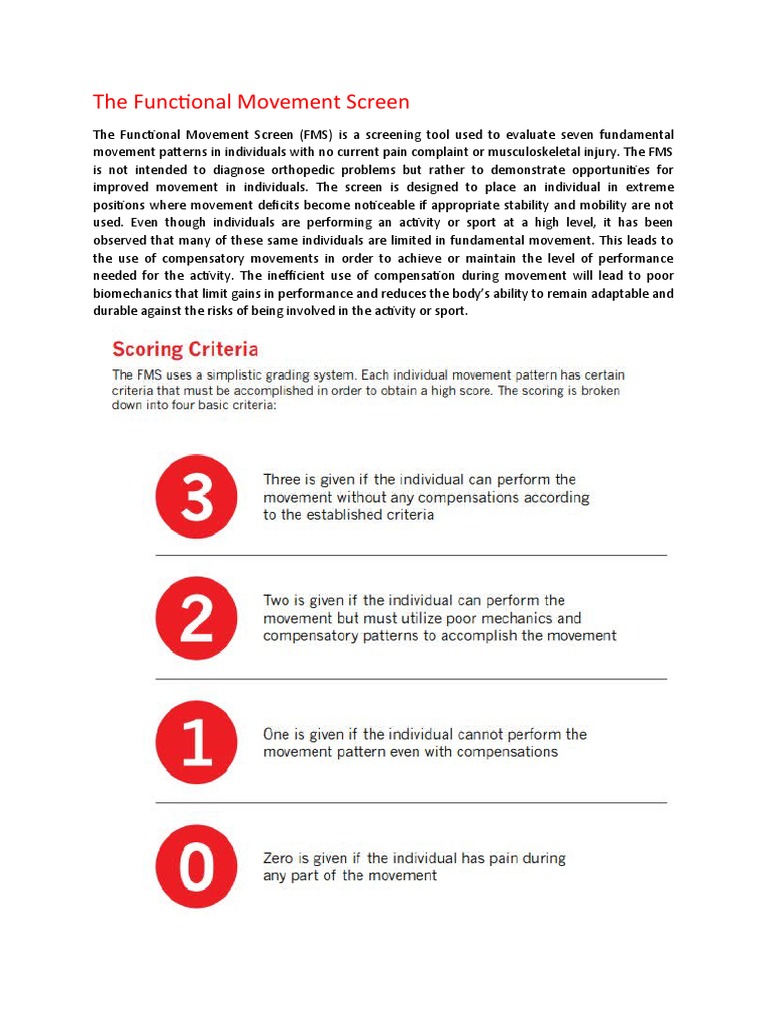 Overview of the Functional Movement Screen | PDF | Anatomical Terms Of ...