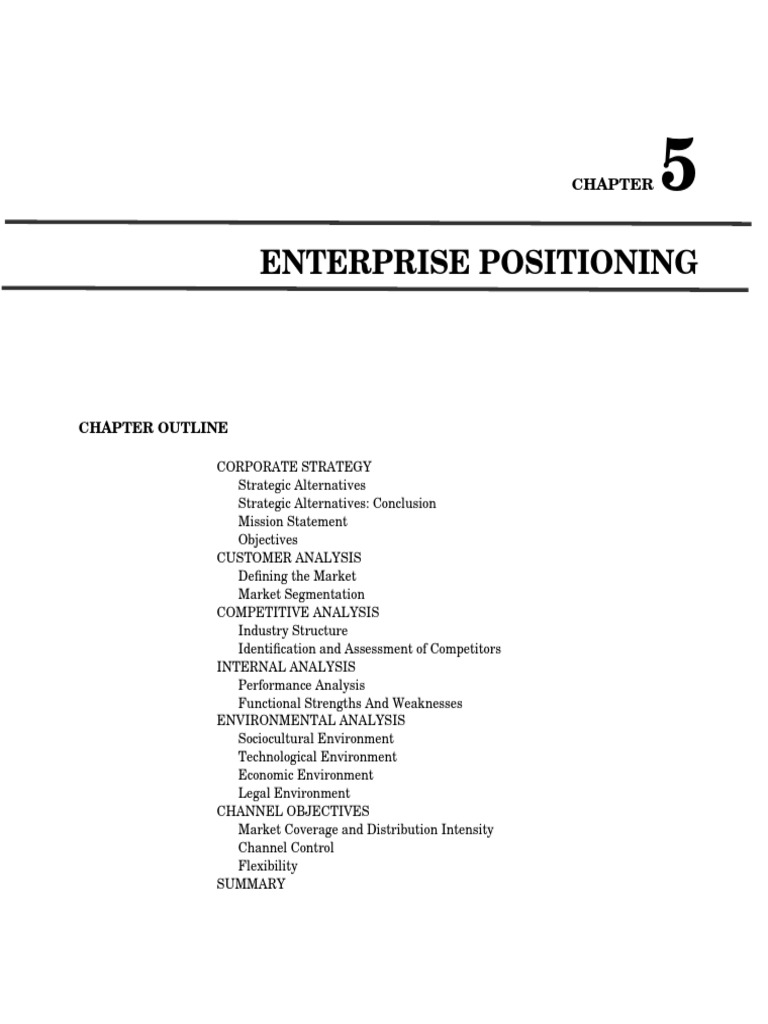 Enterprise Positioning: Chapter Outline | PDF | Strategic Management | Sherman Antitrust Act