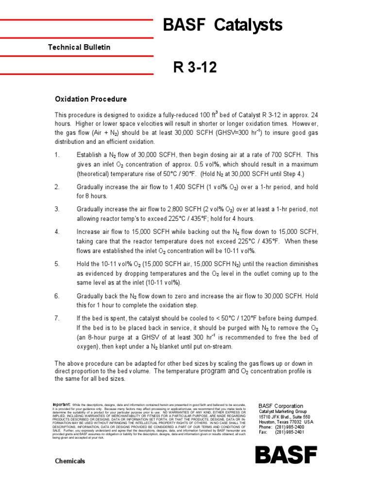 BASF R3-12 Oxidizing Procedure | PDF | Chemical Reactor | Process ...
