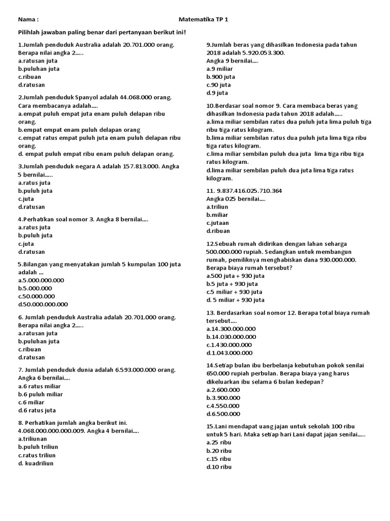 PH Mat Bab1 Dan 2 | PDF