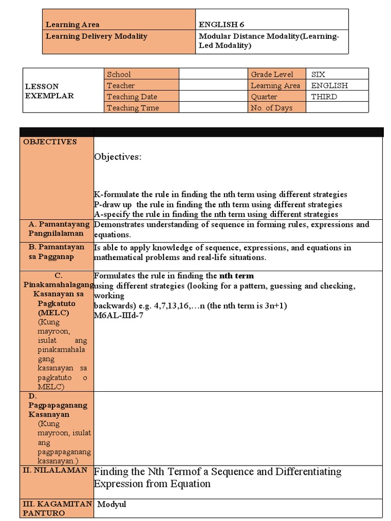 Finding the Nth Term Using Different Strategies | PDF | Learning | Sequence