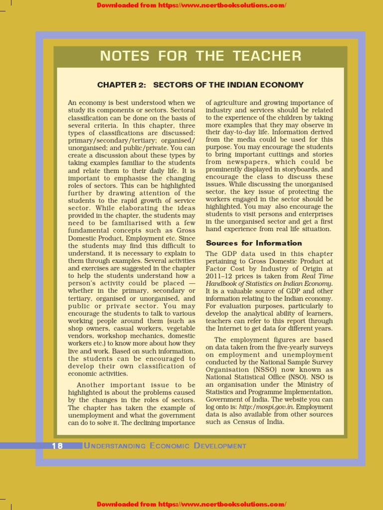 NCERT Class 10 Economics Sectors of The Indian Economy | PDF ...