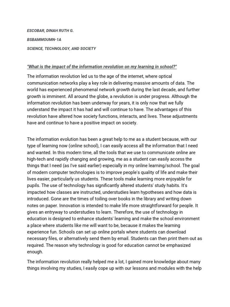 STS (Information Revolution) | PDF | Learning | Information